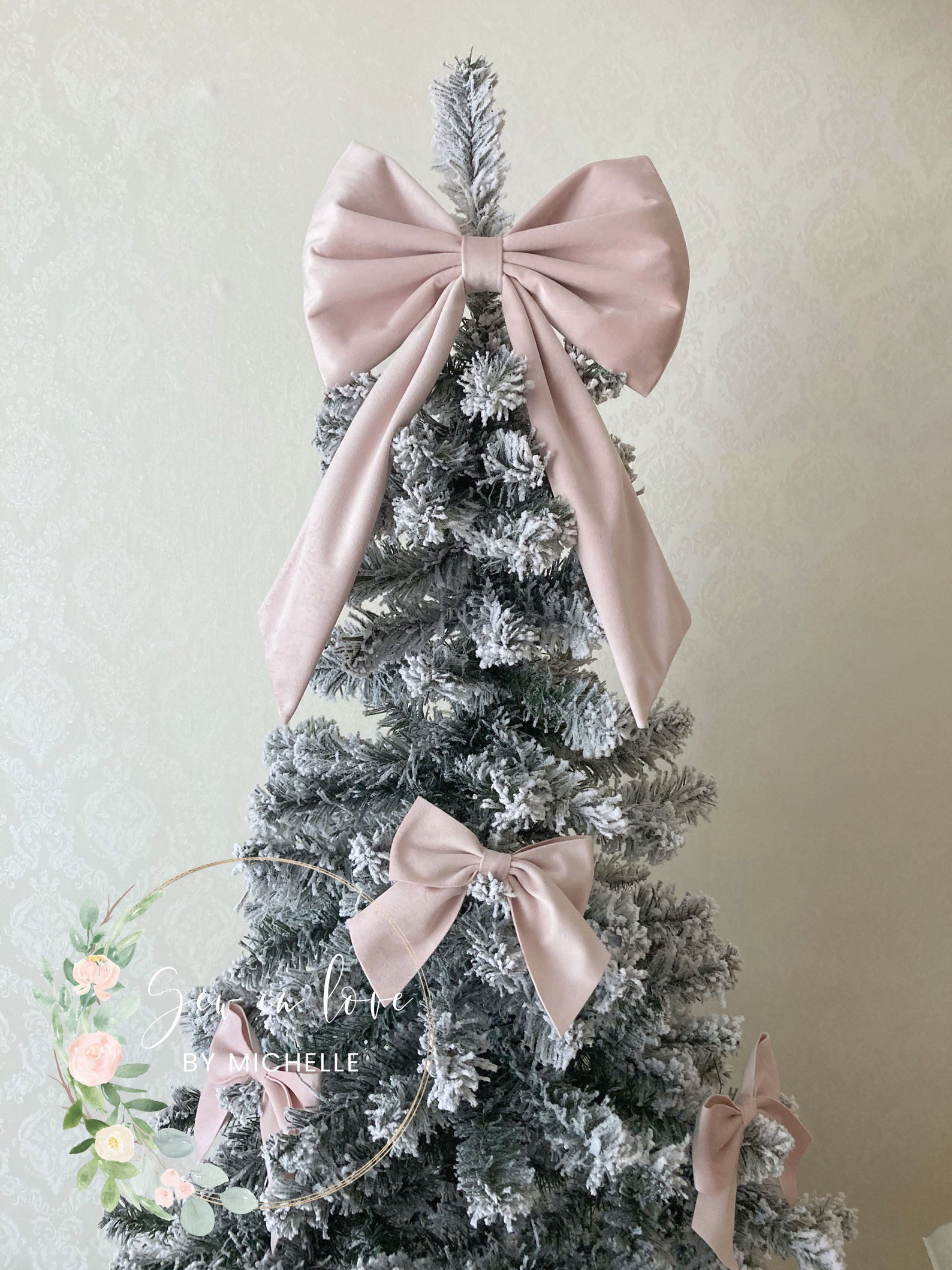 Luxury Handmade Blush Pink Velvet Christmas Tree Bow - Etsy UK