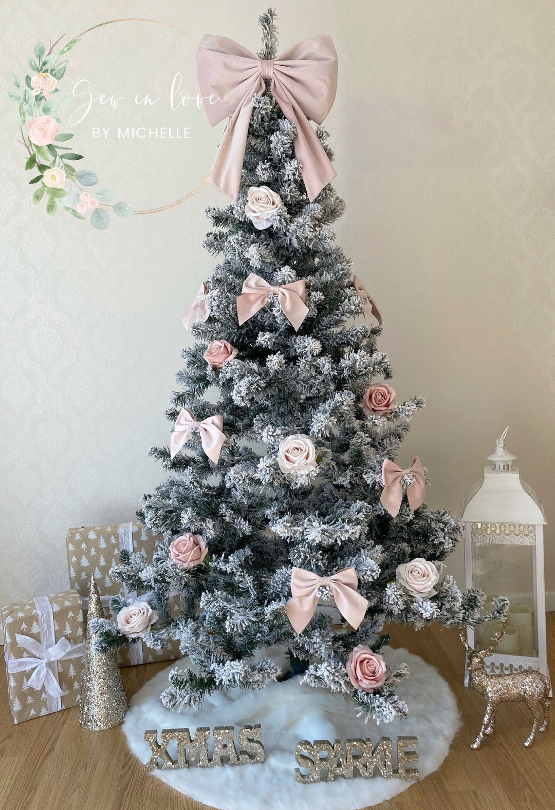 Luxury Handmade Blush Pink Velvet Christmas Tree Bow Collection - Etsy UK
