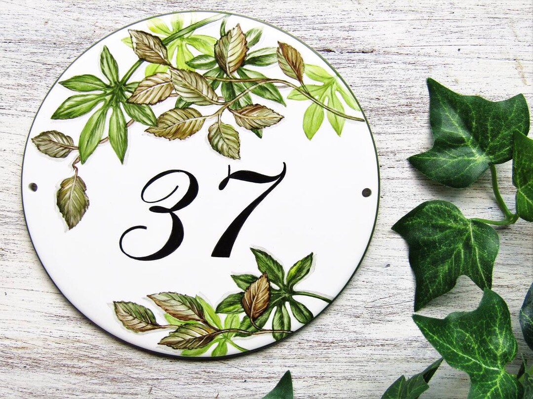 Tree Leaves House Number Plaque Street Number Sign House - Etsy
