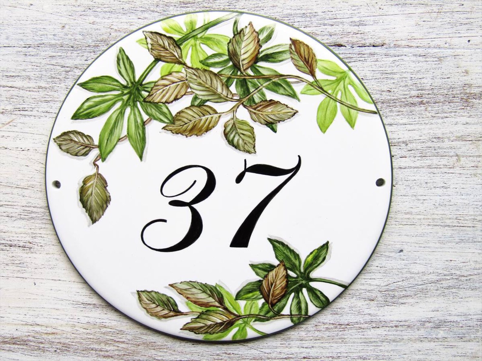 Tree Leaves House Number Plaque Street Number Sign House | Etsy