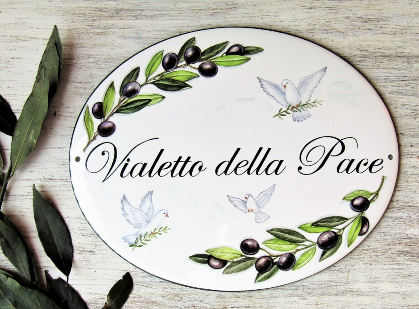 White Dove and Olive Branches House Sign Custom Name Sign - Etsy