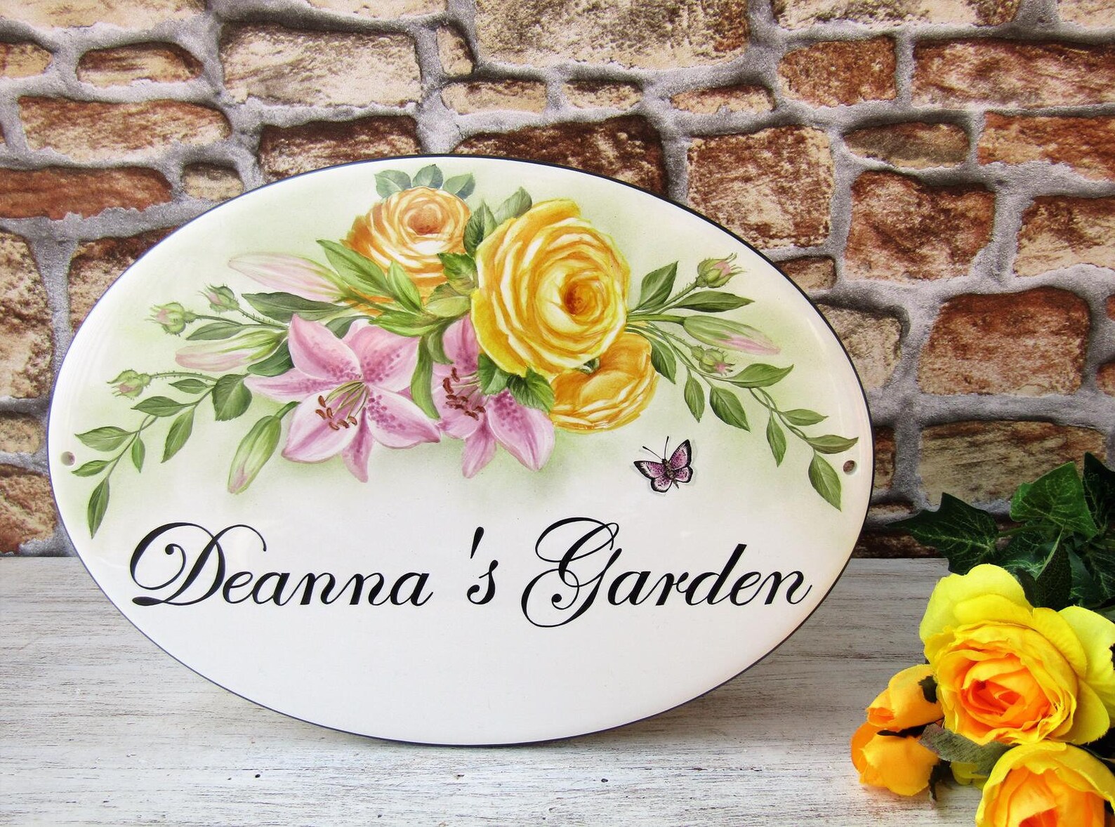 Lily and Rose Garden Sign Custom Garden Signs Lilies Roses - Etsy