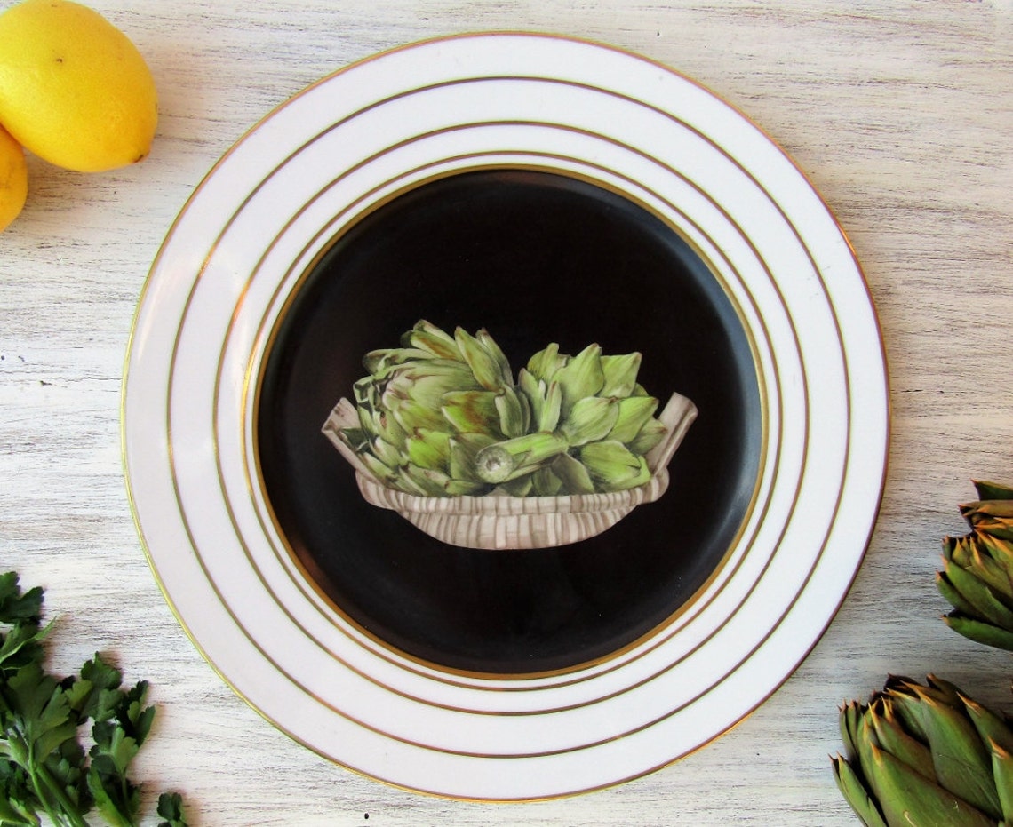 Still Life Hand Painted Porcelain Plate with Artichokes Still | Etsy