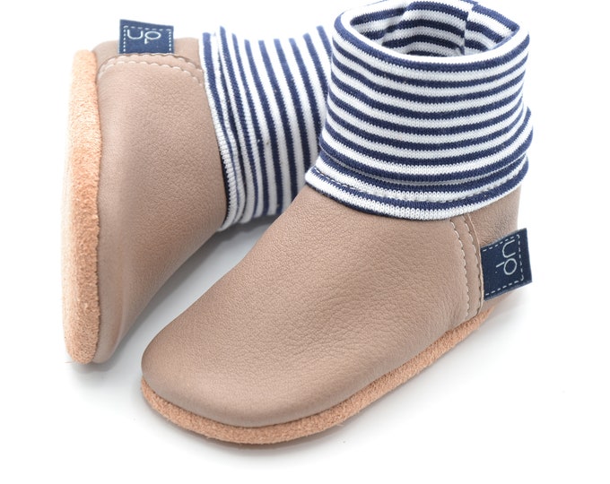 ORGANIC LEATHER - Crawling Shoes - ADAM Beige/grey - Etsy