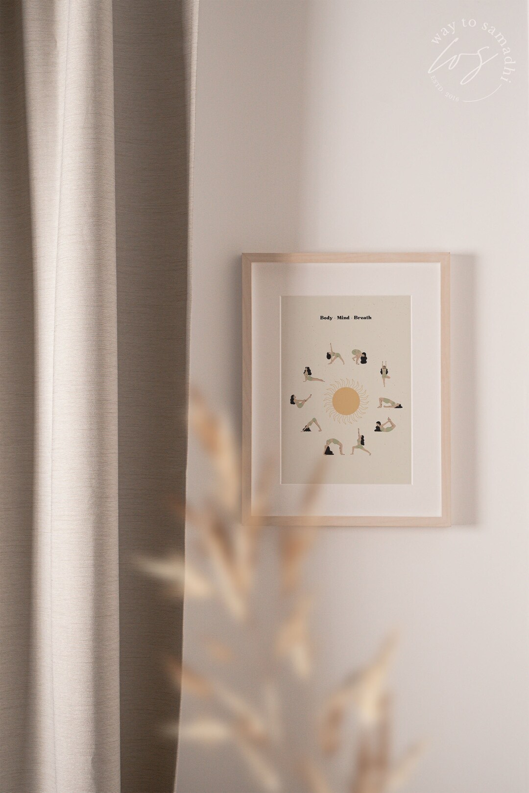 Yoga Poses Wall Decor | Yoga Pose Print | Yellow Sun Yoga Wall Art ...