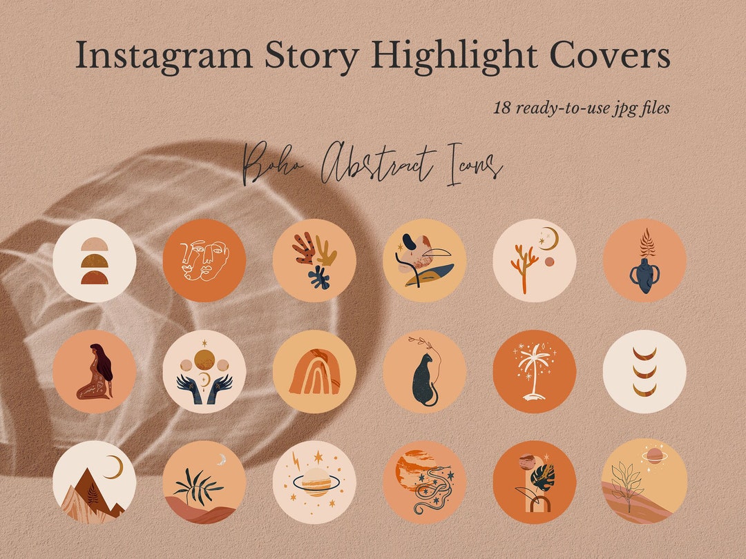 Boho Abstract Highlight Covers Terracotta Highlight Icons Bohemian ...