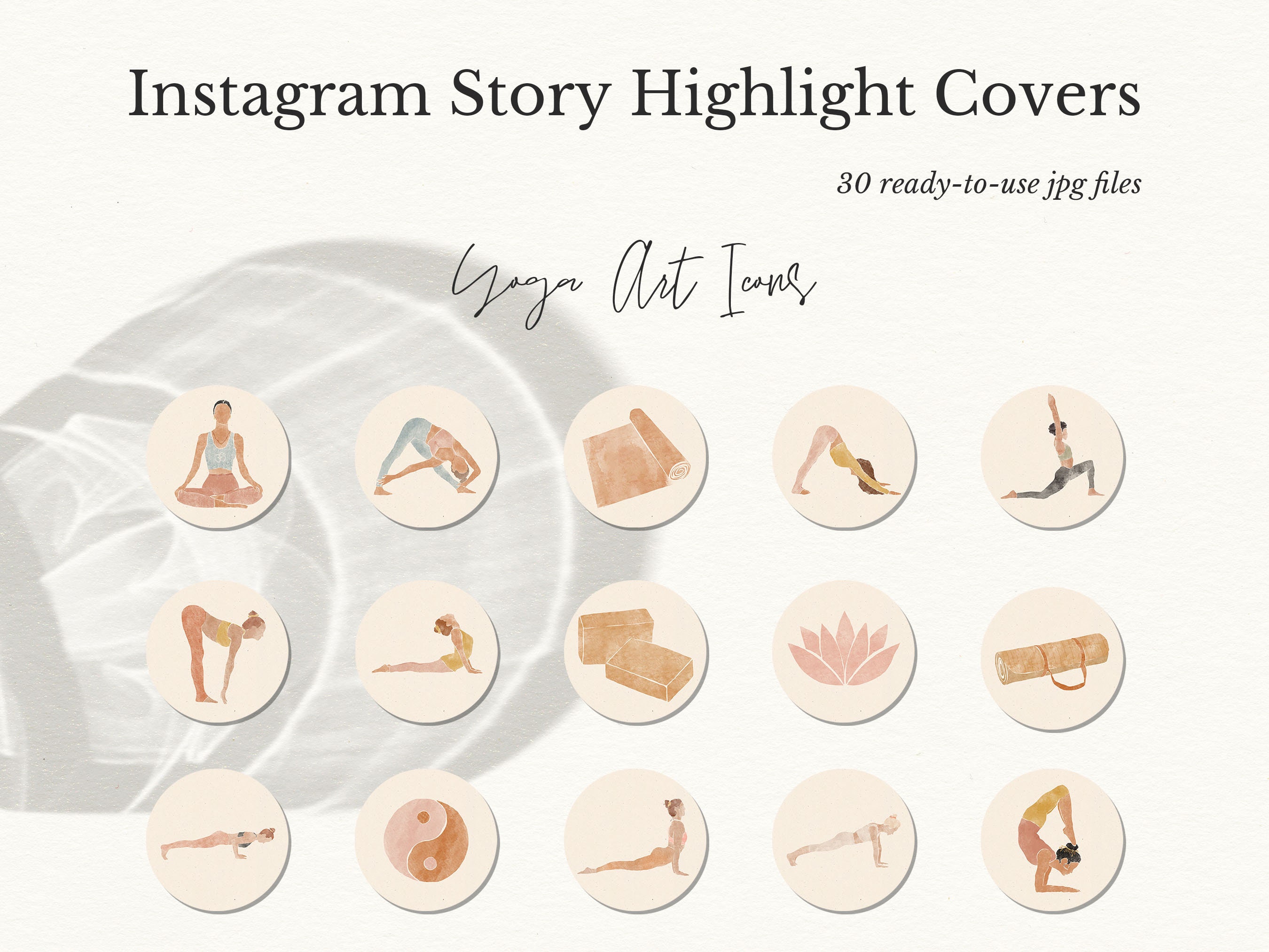 30 Watercolor Yoga Instagram Story Covers Yoga Life - Etsy
