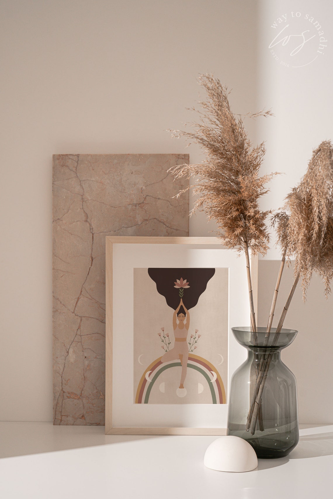 Yoga Pose Boho Wall Art Moon Phases Yoga Wall Decor Goddess Boho Yoga ...