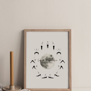 Moon Salutation Printable | Yoga Pose Wall Art | Yoga Sequence Poster ...