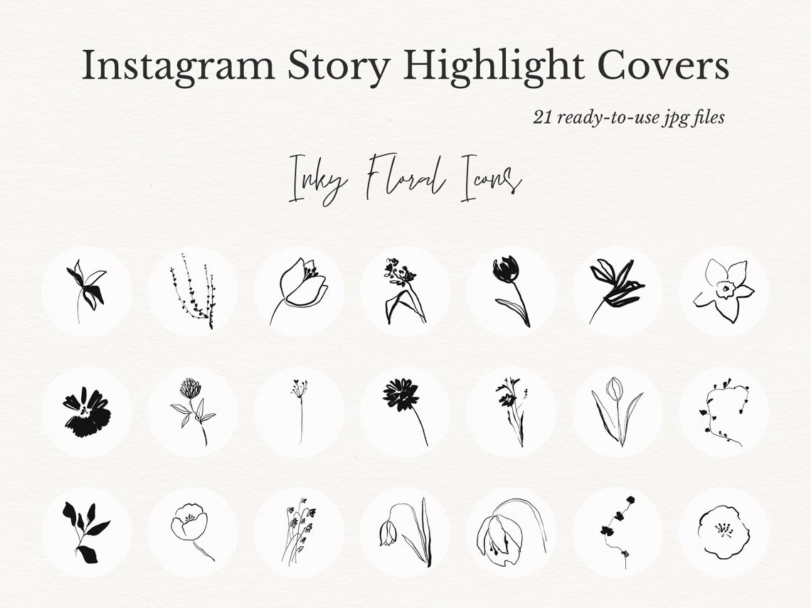 21 Inky Floral Instagram Story Covers Black Flowers Highlight Icons ...