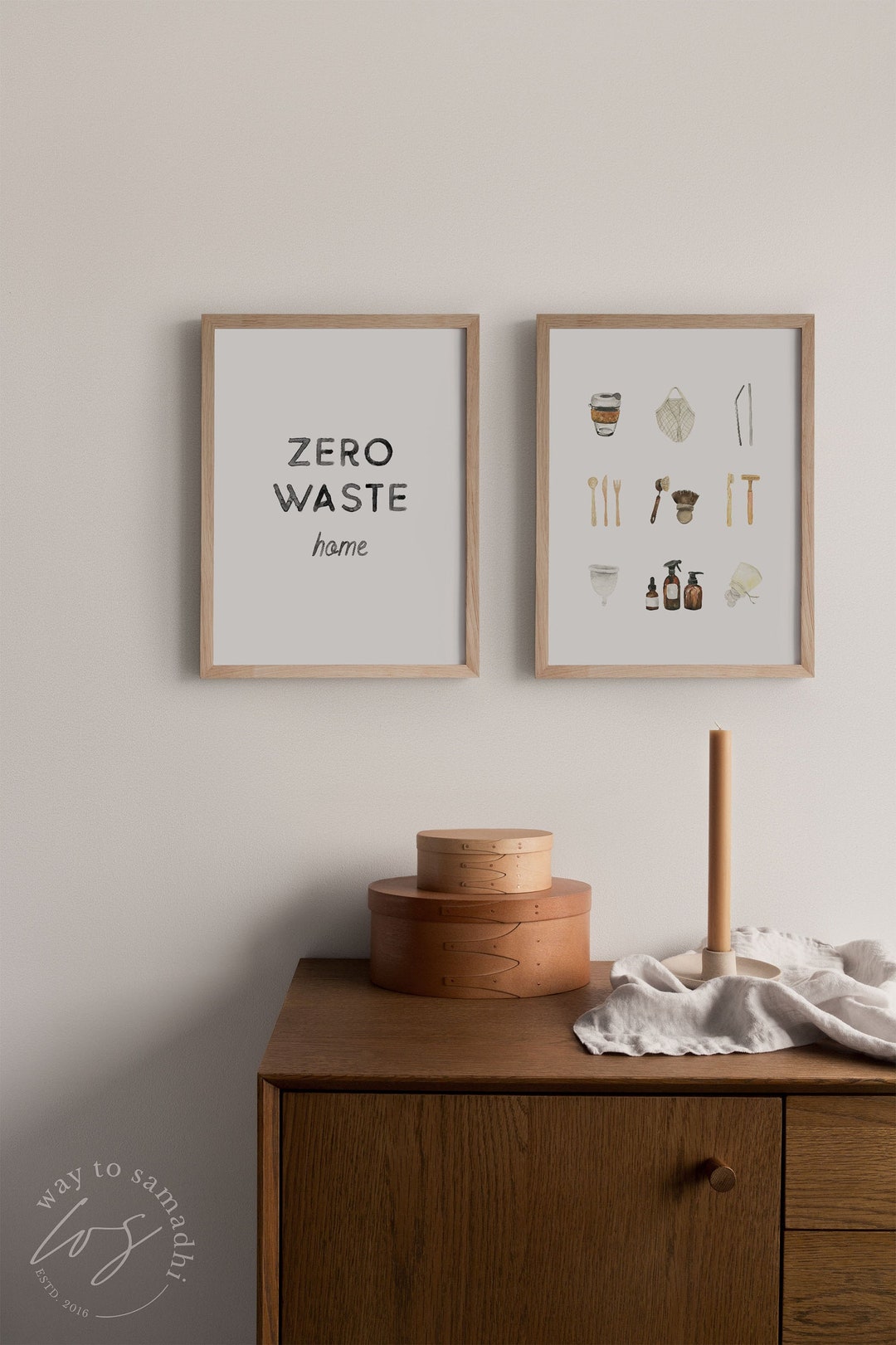 Set of 2 Zero Waste Wall Art | Vegan Lifestyle Wall Decor | Sustainable ...