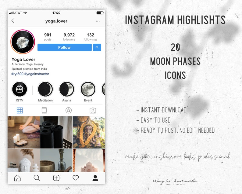 Moon Phase Instagram Highlight Covers | Watercolor Moon Story Highlight ...
