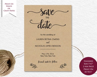 Printable Save the Date Instant Download 100% Editable Text | Etsy