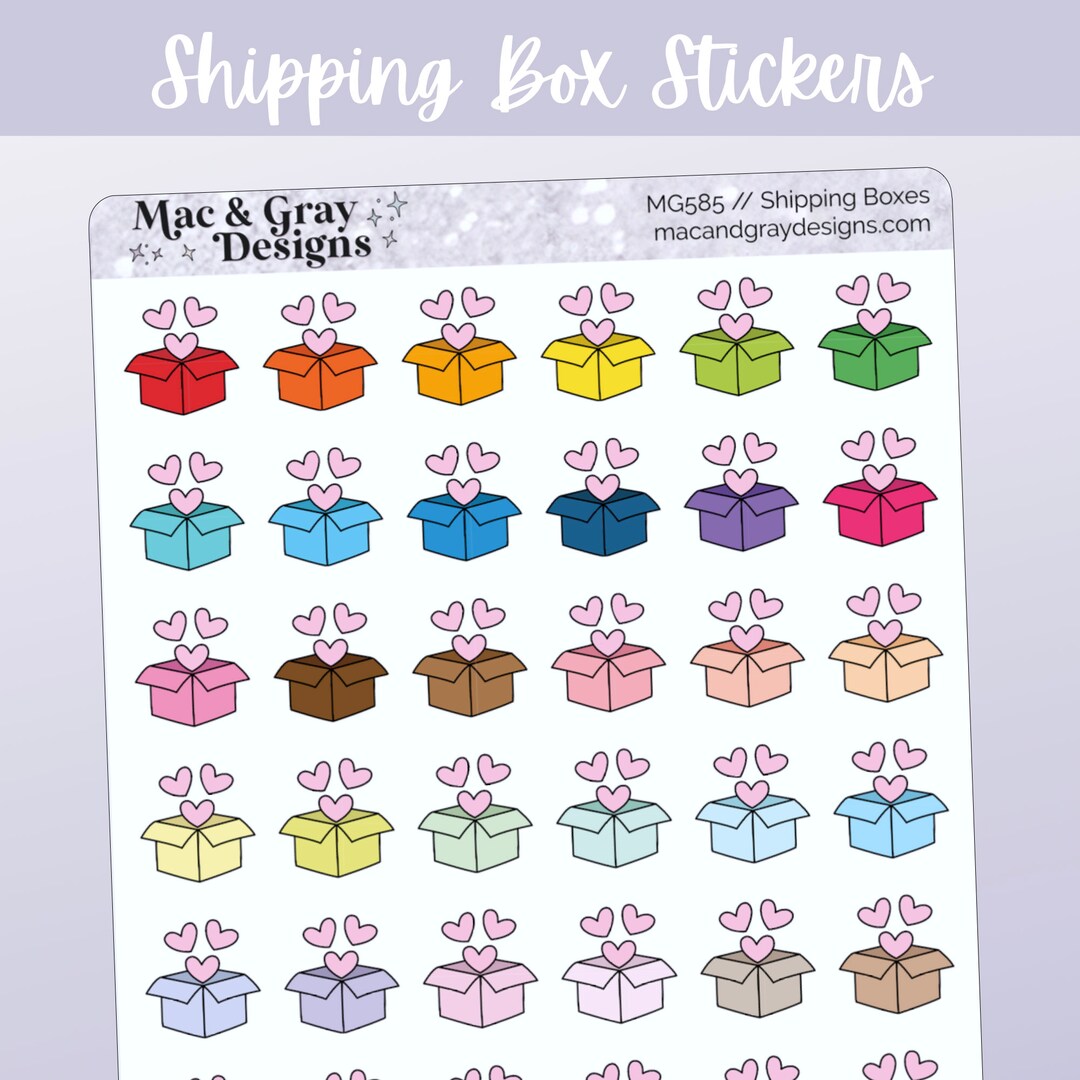 Rainbow Shipping Box Stickers // Delivery Stickers, Happy Mail Stickers ...