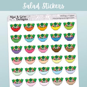 Salad Stickers | Functional Planner Stickers | Planner Food and Drink ...
