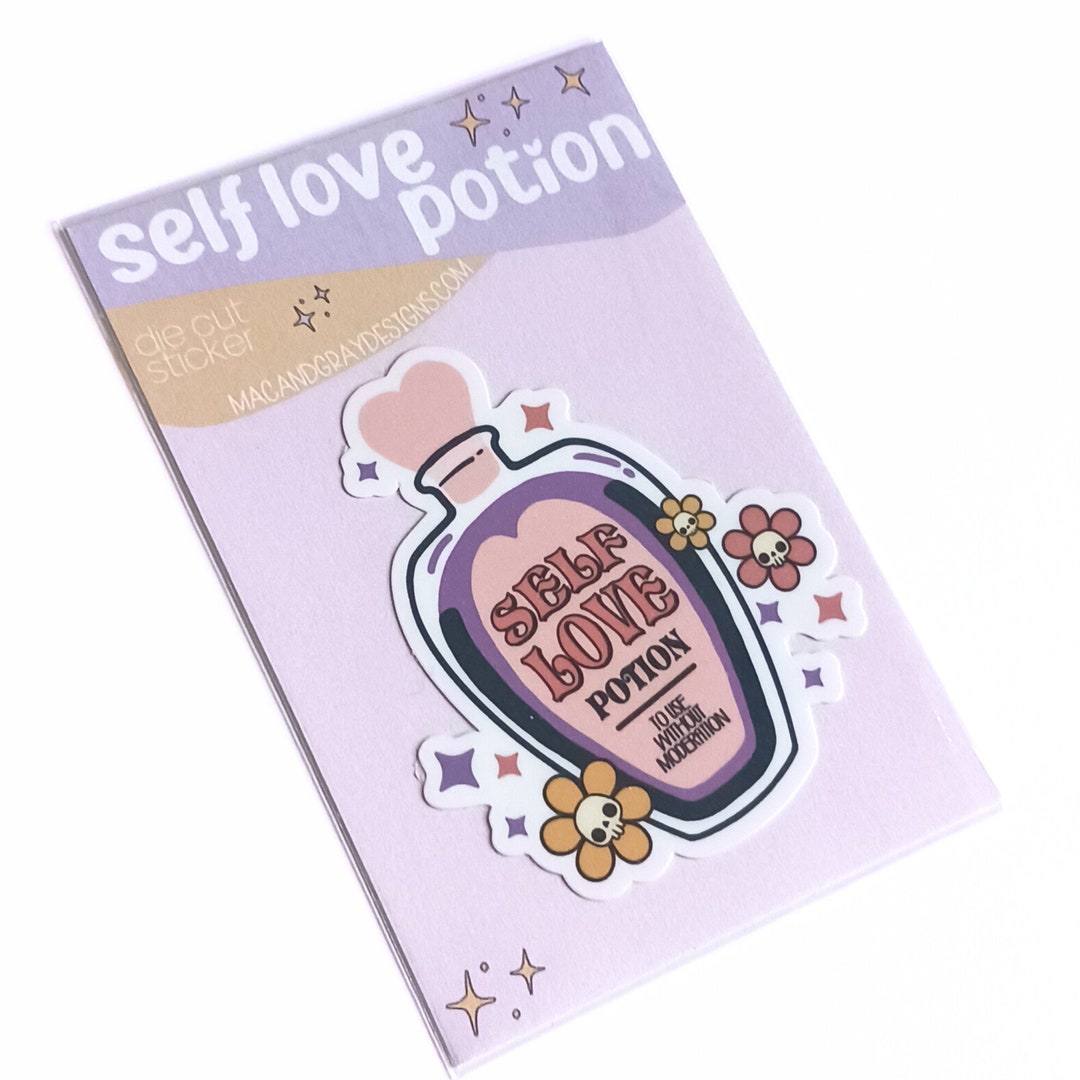 Self Love Potion Sticker // Motivational Waterproof Sticker Coffee Cup ...