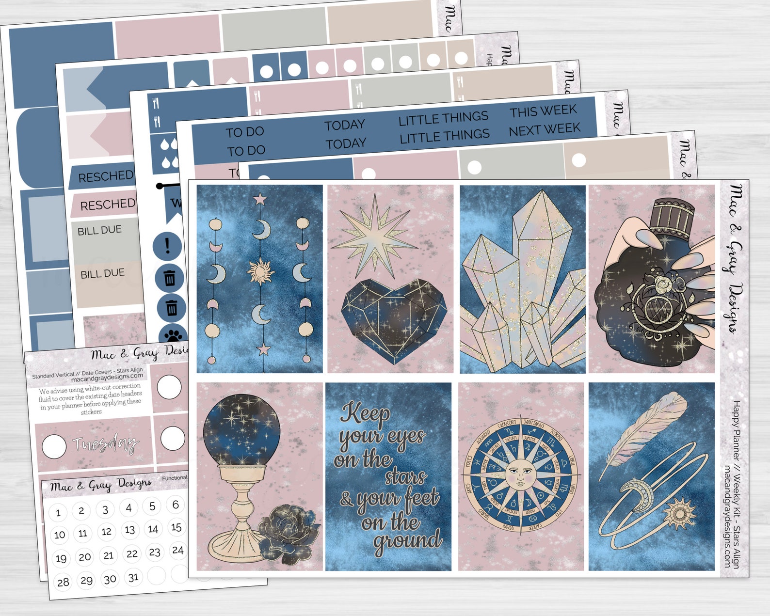 Stars Align // Weekly Planner Stickers Standard Vertical & | Etsy