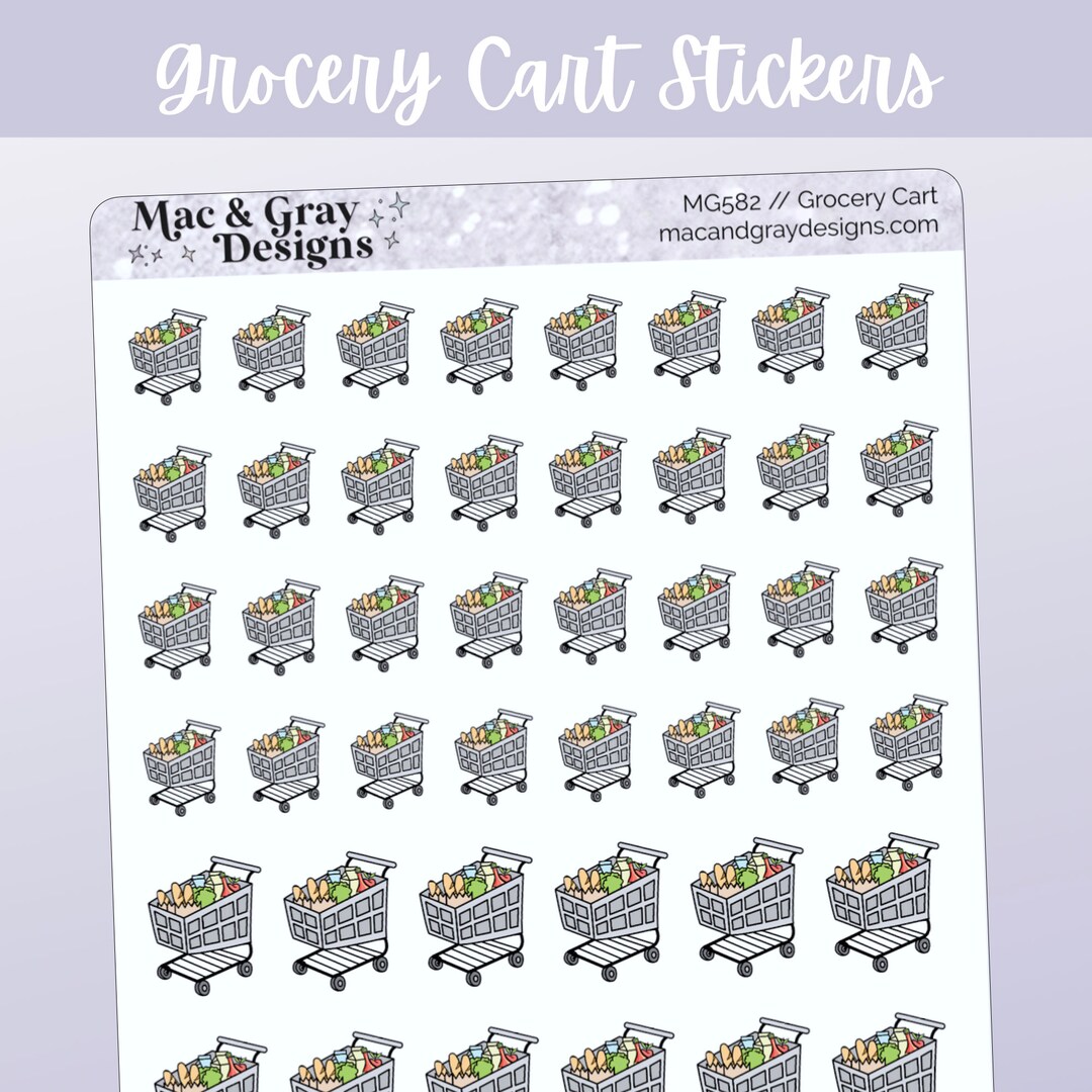 Grocery Cart Stickers // Shopping Trolley Stickers | Food Shop Stickers ...
