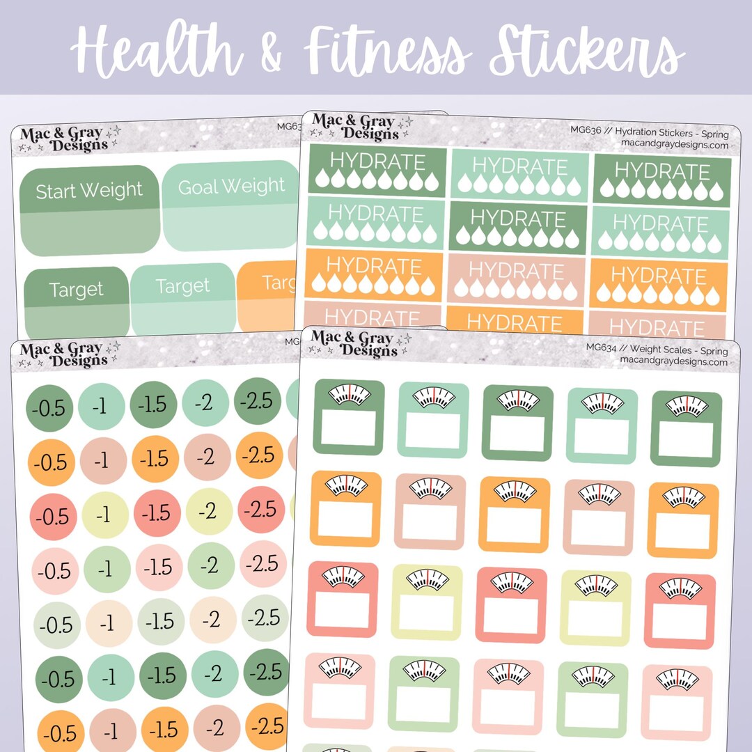 Spring Weight Loss Stickers // Weight Scale Stickers, Weight Loss ...