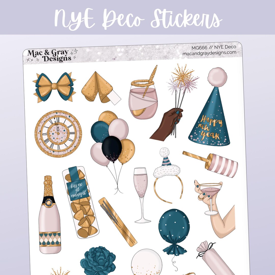 New Year's Eve Deco Stickers // Functional Planner Stickers | Journal ...