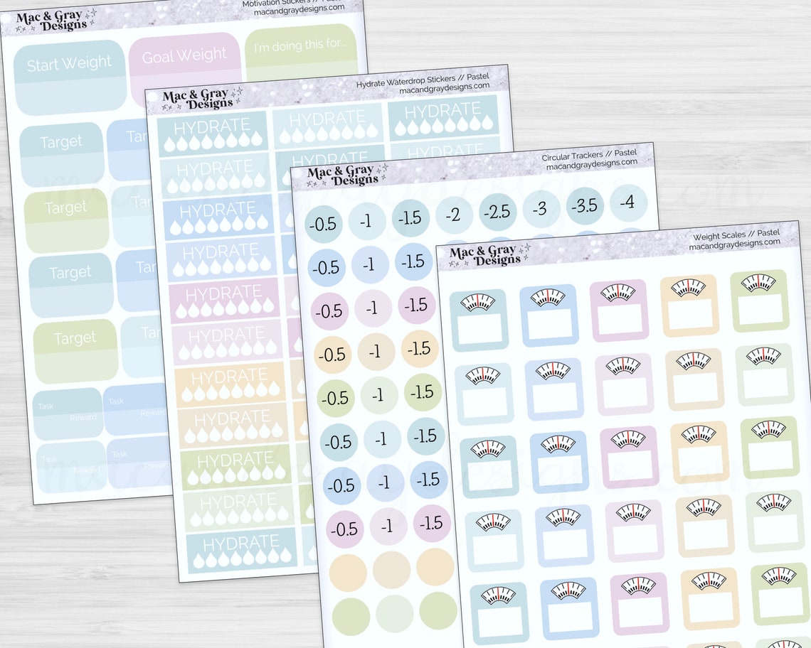 Pastel Weight Loss Stickers // Weight Scale Stickers Weight - Etsy