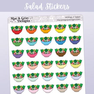 Salad Stickers | Functional Planner Stickers | Planner Food and Drink ...