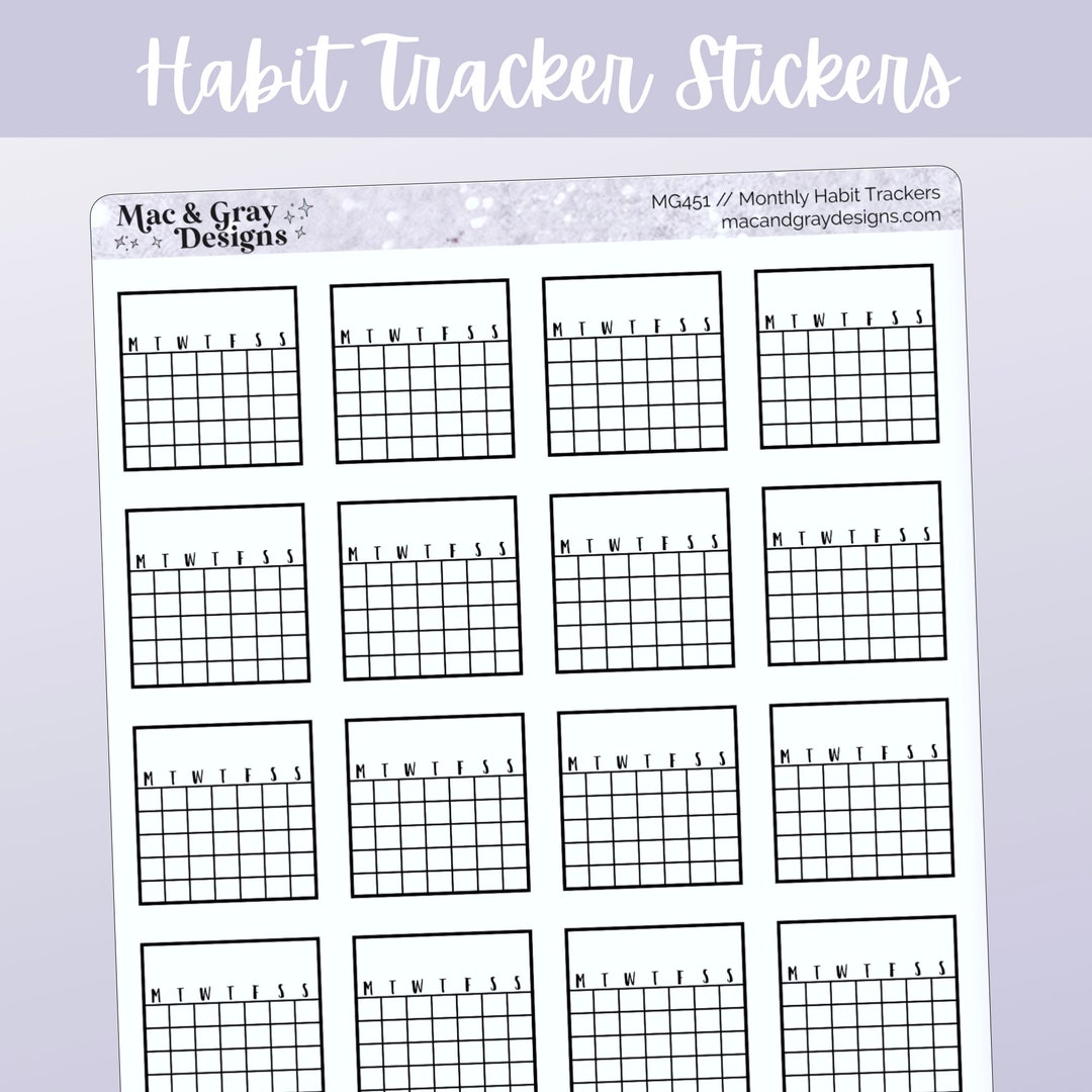 Habit Tracker Stickers // Functional Planner Stickers | Monthly Habit ...