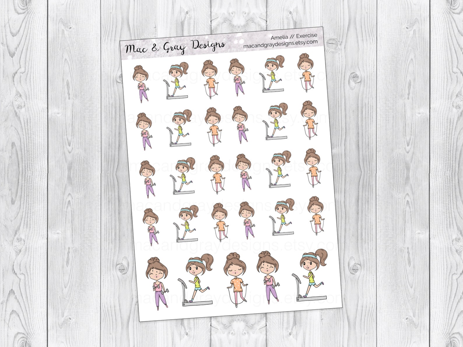 Exercise // Character Stickers Workout Stickers Cardio - Etsy UK
