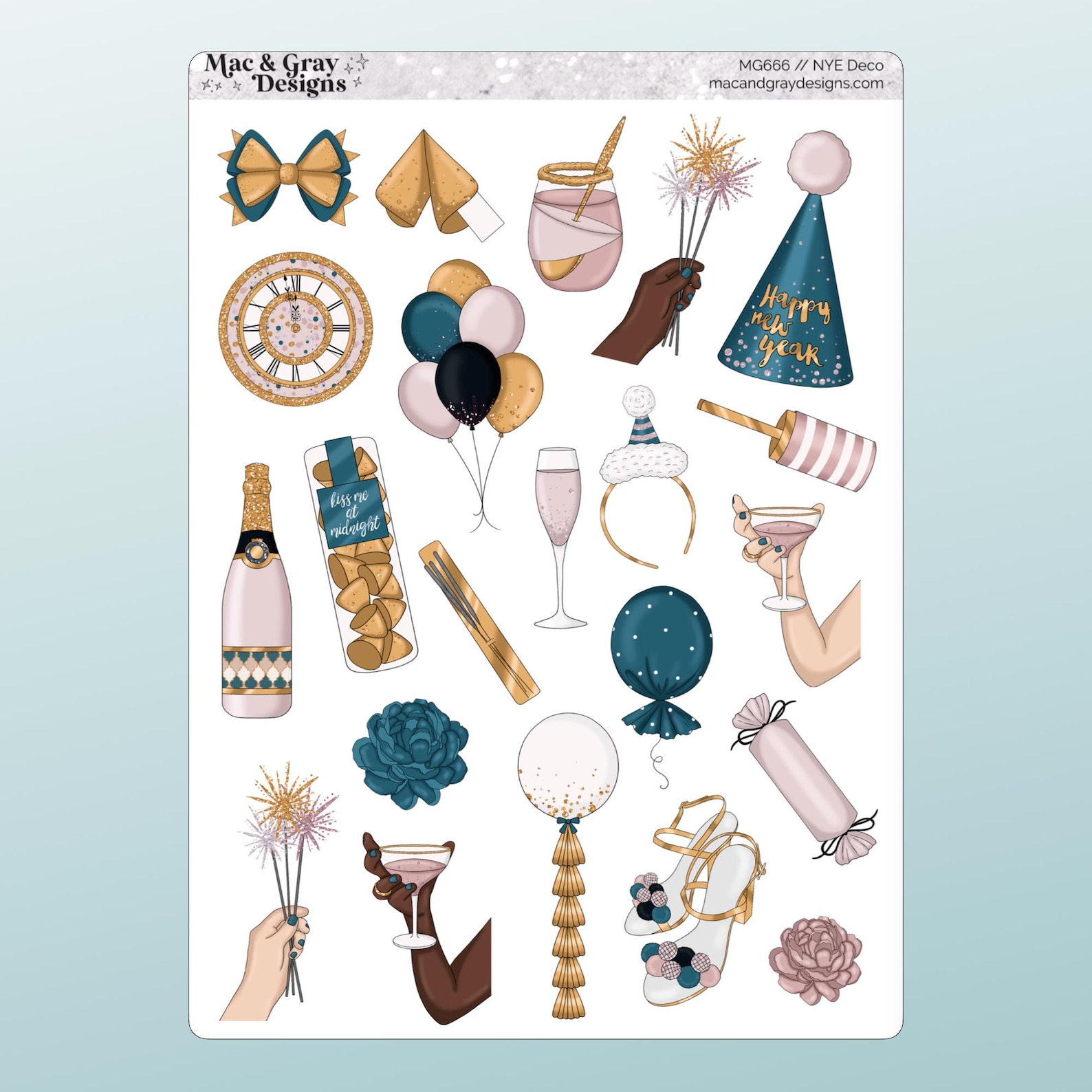 New Year's Eve Deco Stickers // Functional Planner Stickers | Journal ...