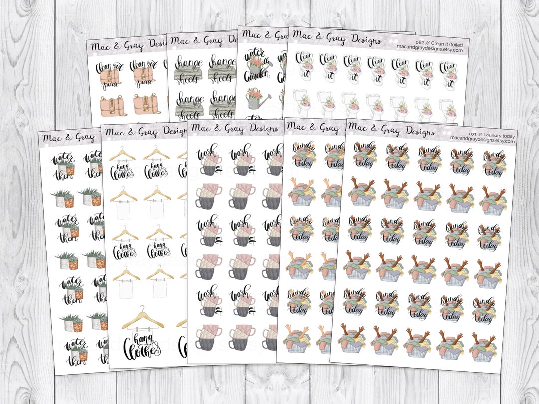 Housework Stickers // Functional Stickers Cleaning Stickers - Etsy
