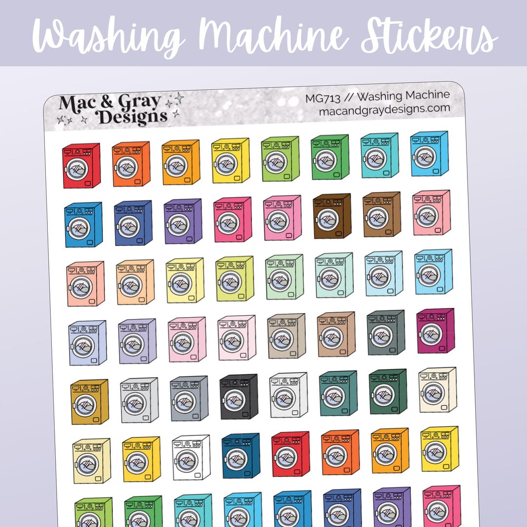Washing Machine Stickers | Functional Planner Stickers | Clothes ...