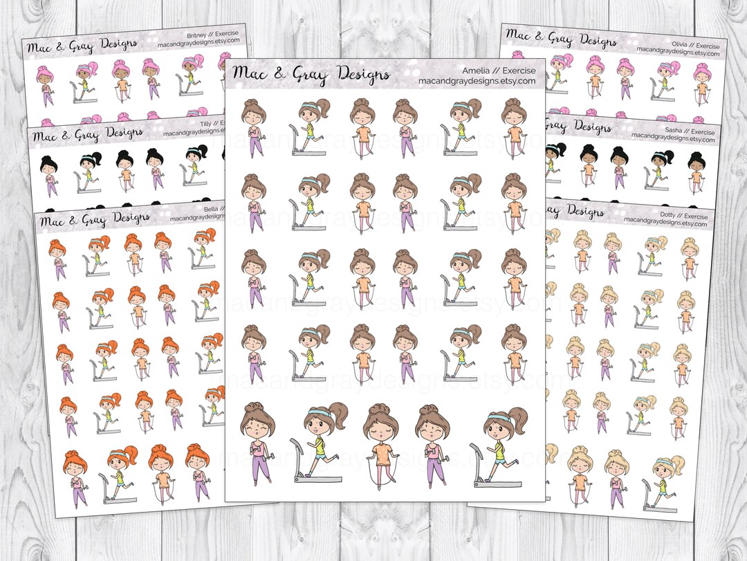 Exercise // Character Stickers | Workout Stickers | Cardio Functional ...