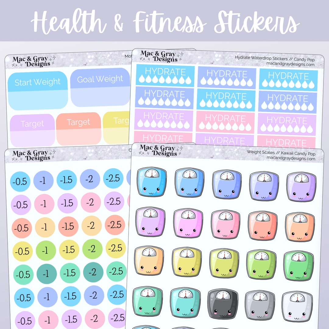 Kawaii Weight Loss Stickers // Weight Scale Stickers, Weight Loss ...