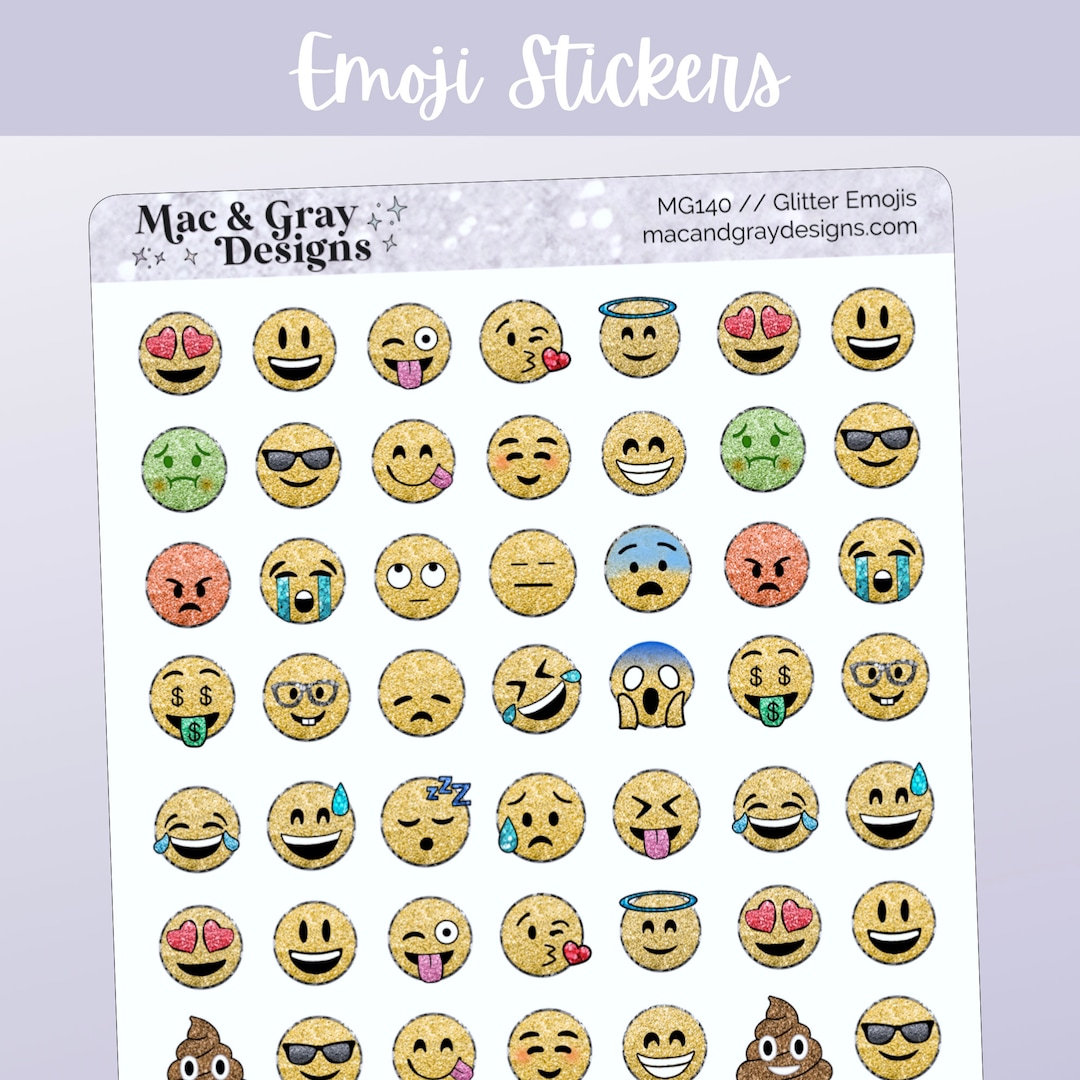 Glitter Emoji Stickers // Functional Planner Stickers, Mental Health ...