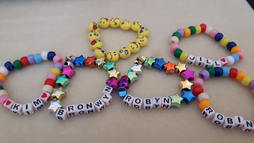 Personalized Name Beaded Bracelets; Customized Name Bead Bracelets ...