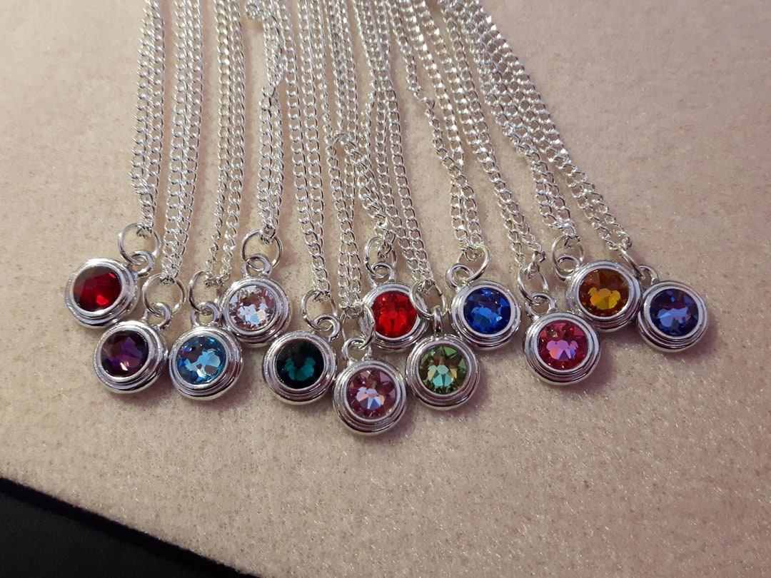 Birthstone Chain, Bezel Birthstone Necklace, Birthstone Necklace, Gift ...