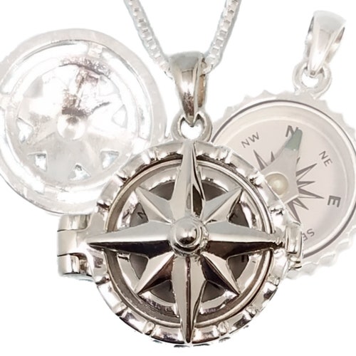 Engraved Working Compass Necklace Personalized Sterling - Etsy