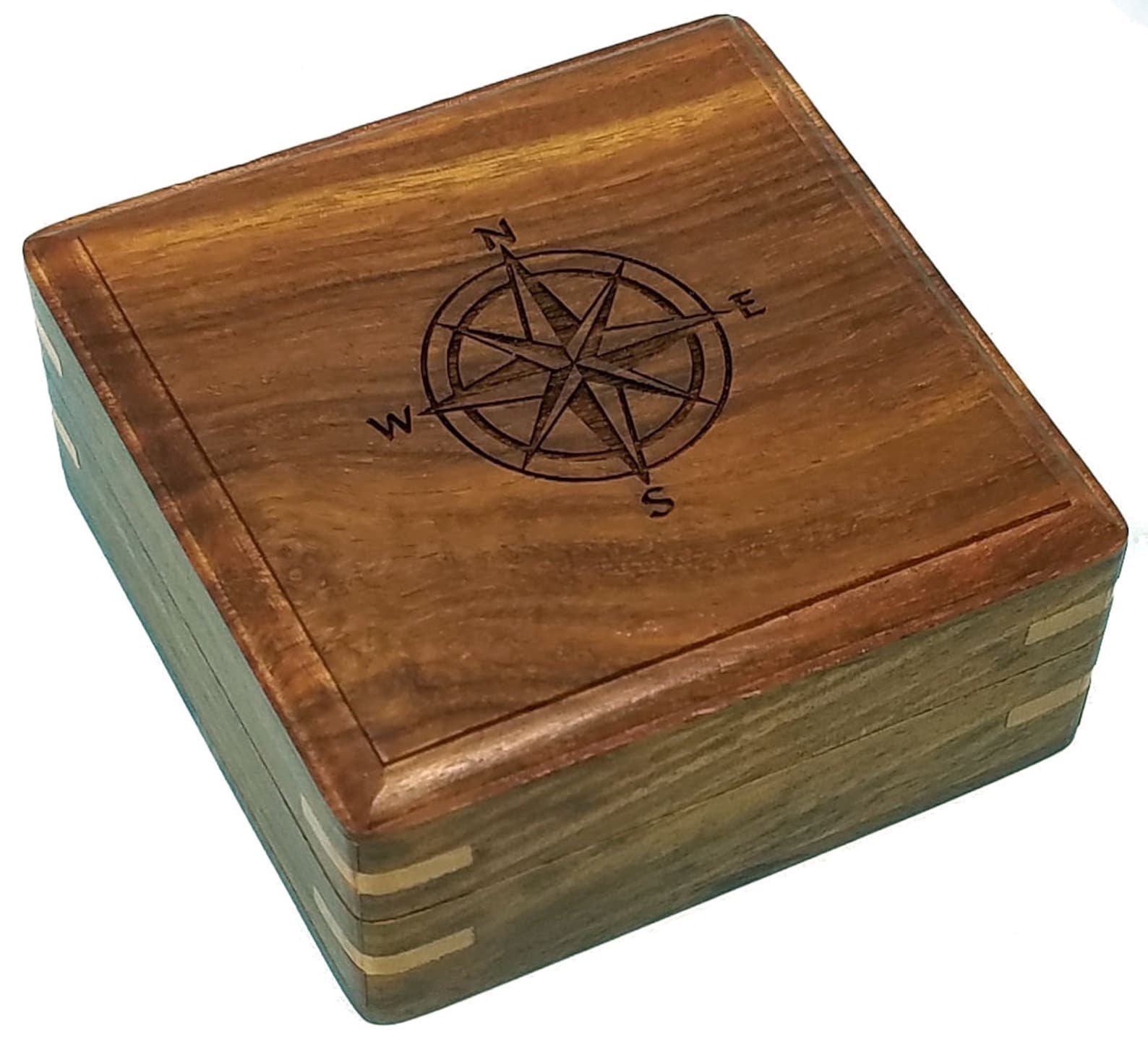 Personalized Hardwood Storage Box for Engraved Compass | Etsy