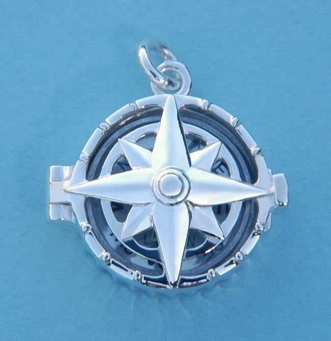 Engraved Working Compass Necklace Personalized Sterling - Etsy