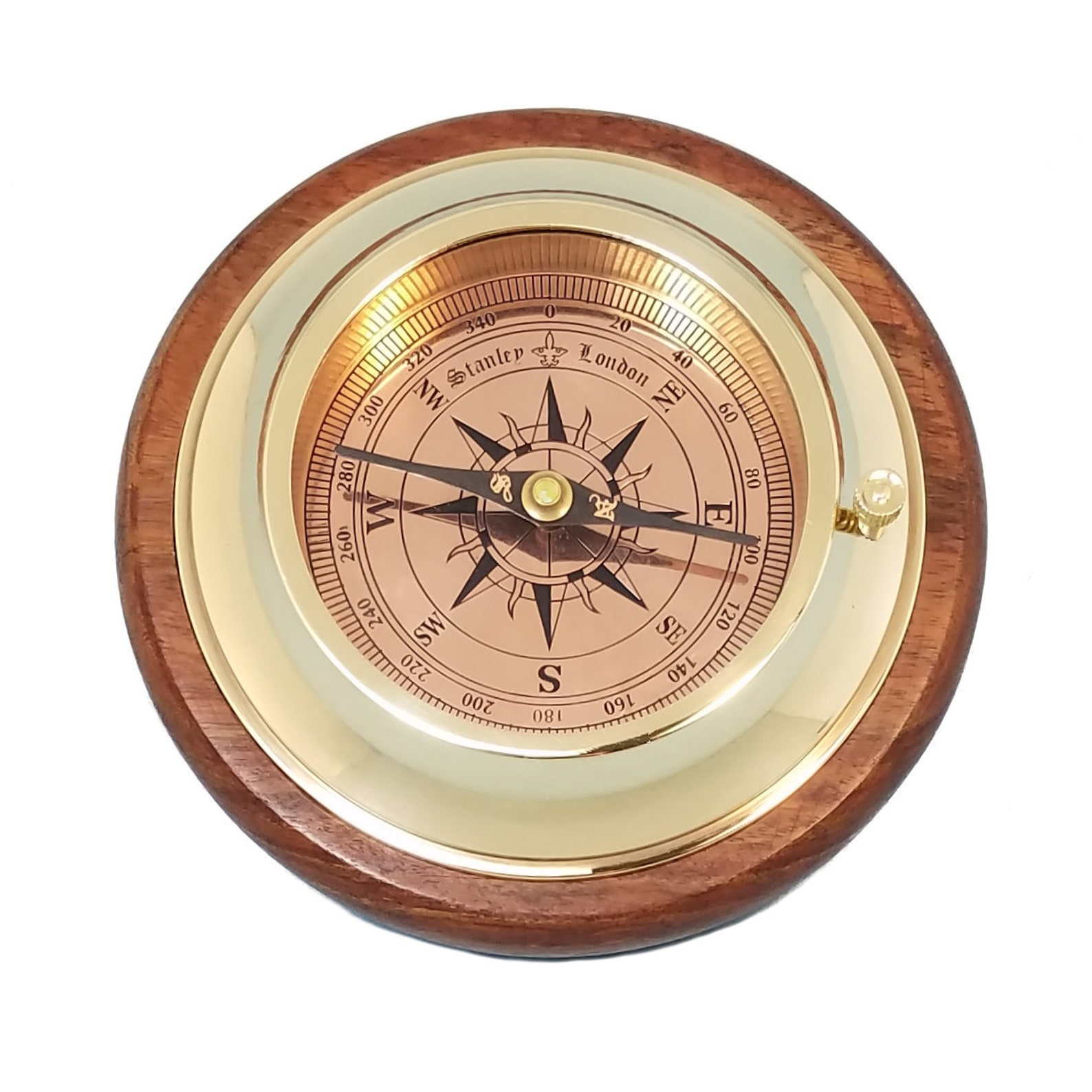 Personalized Brass and Wood Desk Compass Engraved Gift for - Etsy