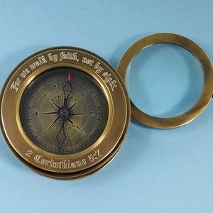 Engravable Antique Brass Desk Compass With Swivel Magnifier - Etsy