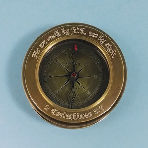 Engravable Antique Brass Desk Compass With Swivel Magnifier - Etsy