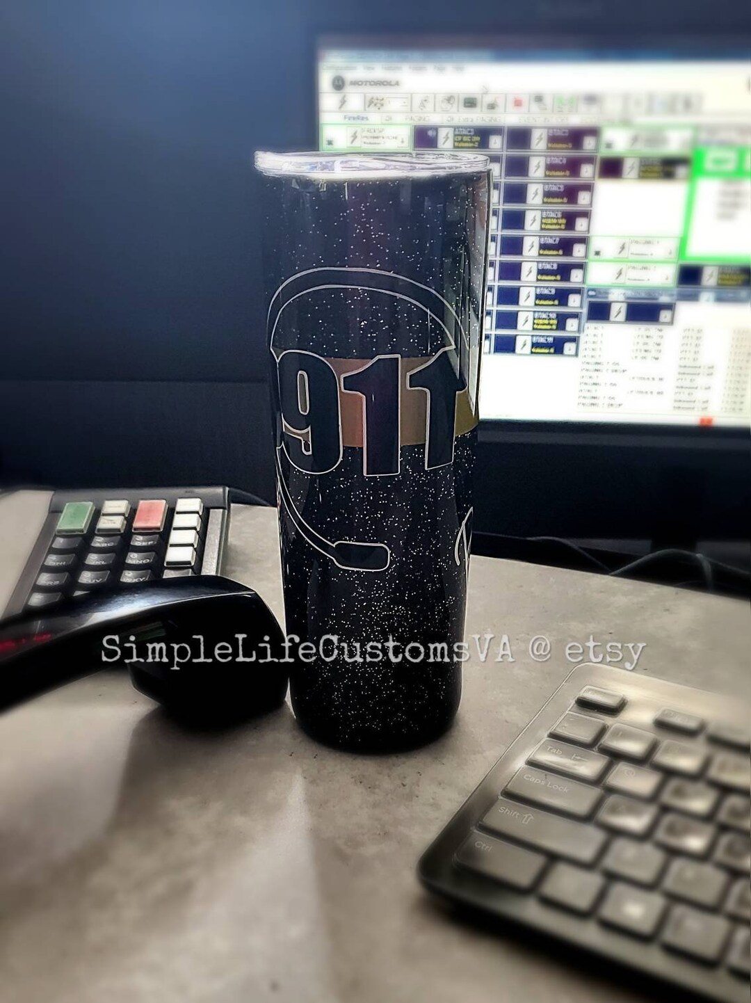 Glitter Dispatcher Cup / 911 Dispatcher / Thin Gold Line / - Etsy UK