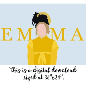 EMMA 2020 Movie Poster | Jane Austen Print | Minimalist Literary Print ...