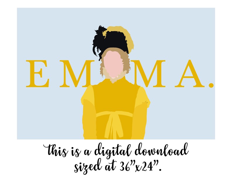 EMMA 2020 Movie Poster | Jane Austen Print | Minimalist Literary Print ...