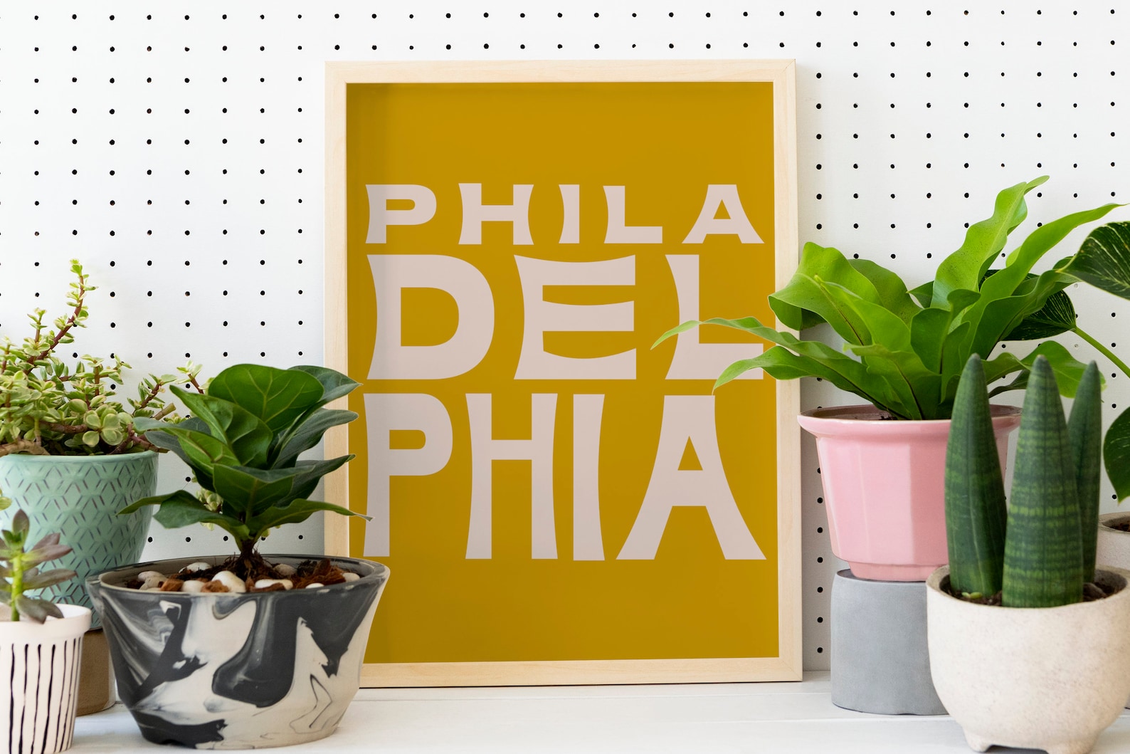 Philadelphia Typography Print Mustard Yellow Philly Poster 8x10 Wall ...