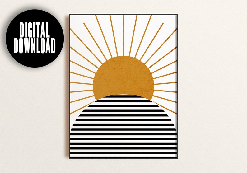 Minimalist Rising Sun Print Geometric Boho Poster Print - Etsy