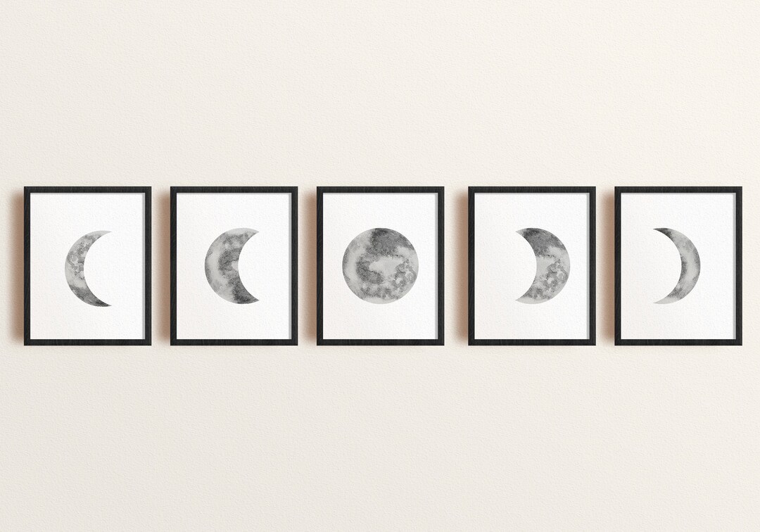 Minimalist Moon Phases Wall Art - Lunar Phases Poster (set of 5 ...