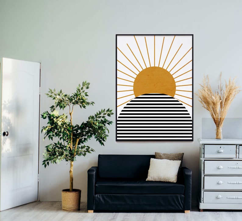 Minimalist Rising Sun Print Geometric Boho Poster Print - Etsy