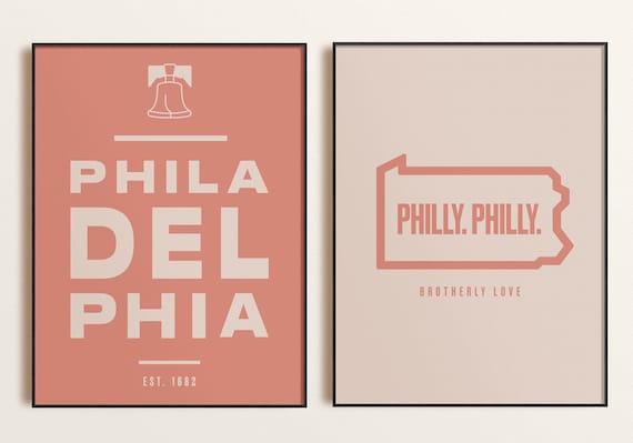 Philadelphia PA Typography Poster Set the City of Brotherly - Etsy